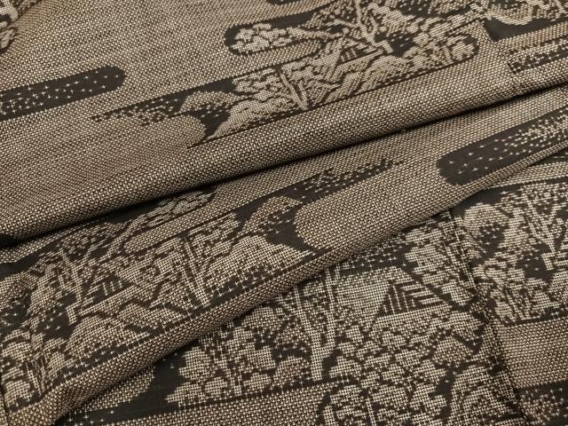 平和屋着物●本場大島紬　カタス9マルキ　風景樹林文　正絹　逸品　AABD7583ph