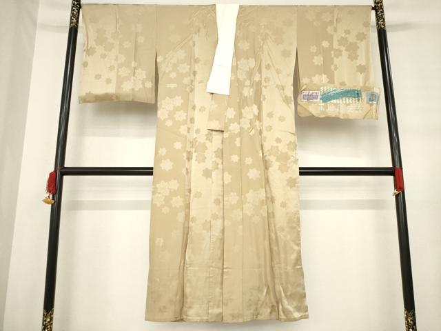 平和屋着物●長襦袢　無双仕立て　本場藍泥染　楓地紋　紫染色　反端付き　正絹　逸品　AABD7604ck