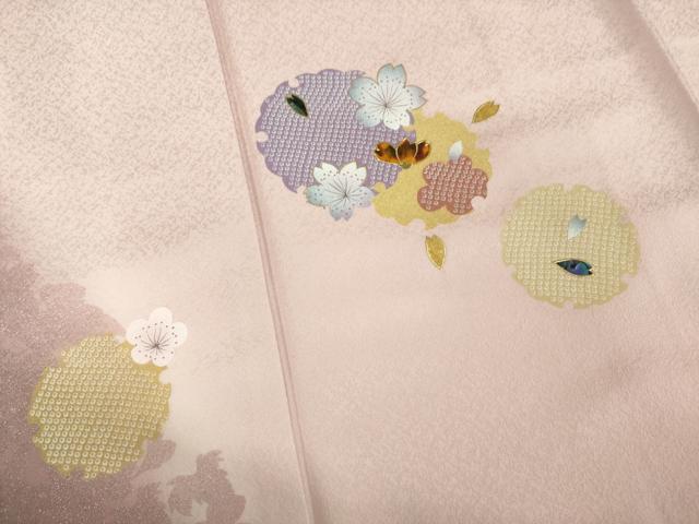 平和屋着物●螺鈿作家　藤本隆士　訪問着　雪輪花文　正絹　逸品　AABD7614ck 平和屋着物○螺鈿作家 藤本隆士 訪問着 雪輪花文 正絹 逸品 AABD7614ck