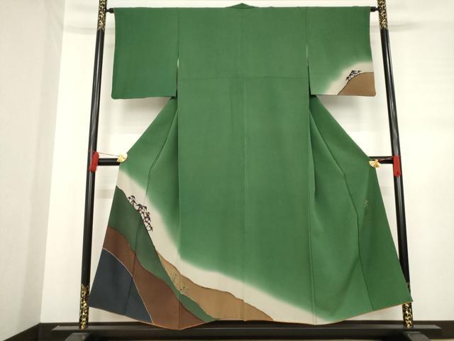 平和屋着物●染色作家　草野一騎　訪問着　遠山文　暈し染め　正絹　逸品　AABD7615ck