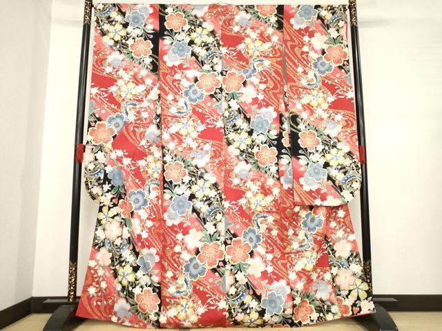 平和屋着物●豪華振袖　花蝶文　暈し染め　金彩　正絹　逸品　AABD7617ck