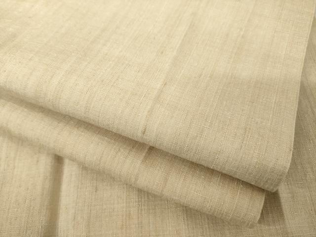 平和屋着物●結城紬　色無地　白茶色　三越扱い　正絹　逸品　AABD7628ck