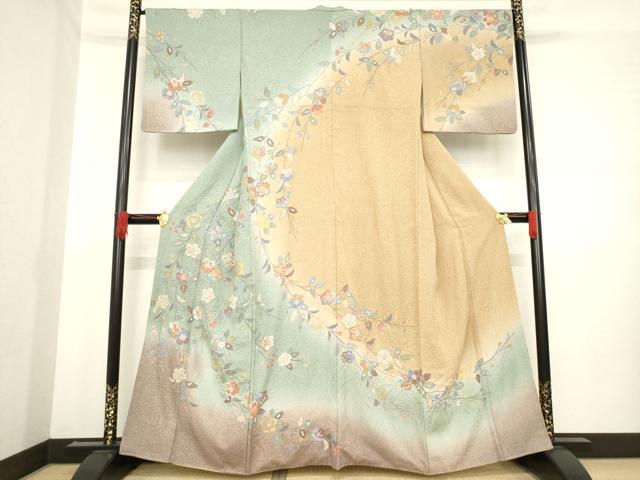 平和屋着物●訪問着　枝花文　正絹　逸品　AABD7636ck