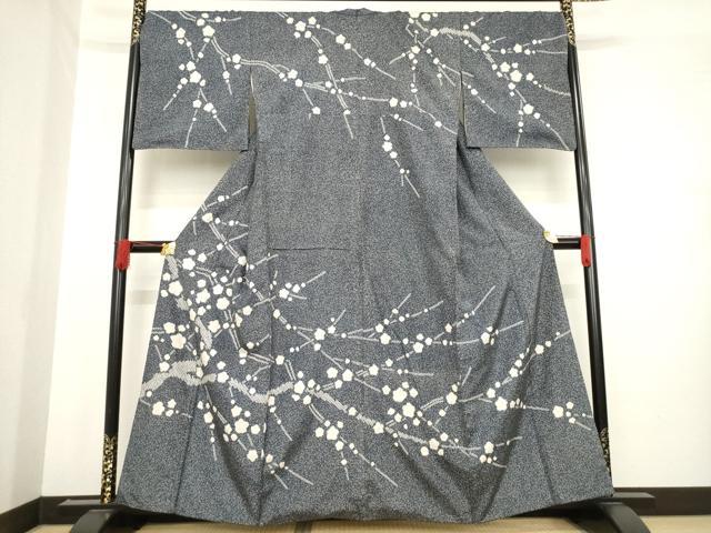 平和屋着物●本場大島紬　染大島　訪問着　絞り　枝花文　正絹　逸品　AABD7642ck