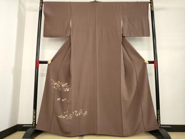 平和屋着物●訪問着　総刺繍　草花文　正絹　逸品　AABD7649ck