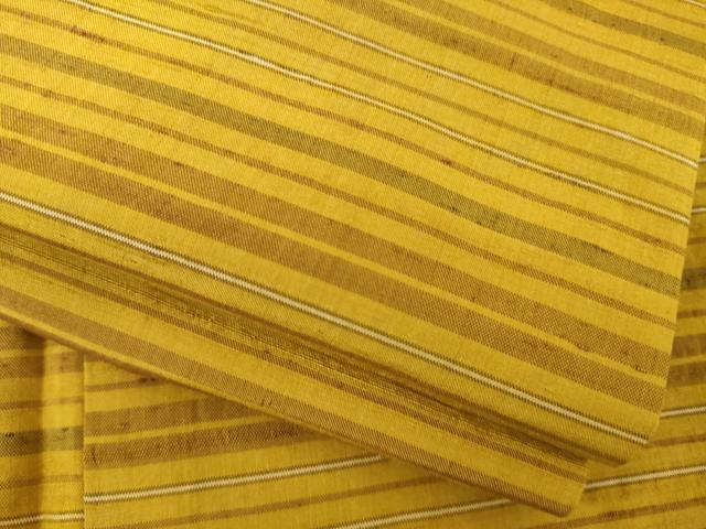 平和屋着物●無形文化財　本場黄八丈　近藤傳　草木染　手織　紬　横段文　正絹　逸品　AABD7665ck