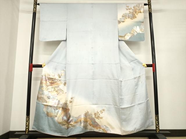 平和屋着物●金彩友禅　卓越技能者・名工・和田光正　訪問着　風景花文　暈し染め　金銀彩　正絹　逸品　AABD7676ck