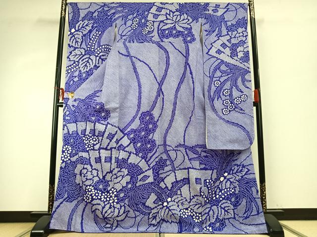 平和屋着物●豪華振袖　総絞り　檜扇花文　正絹　逸品　AABD8588fy