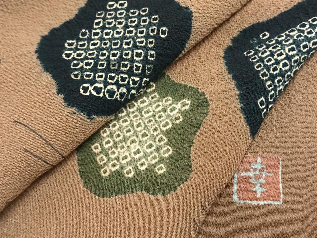 平和屋着物●ファッションデザイナー 花井幸子　小紋　絞り　舞花文　正絹　逸品　AABD8590fy