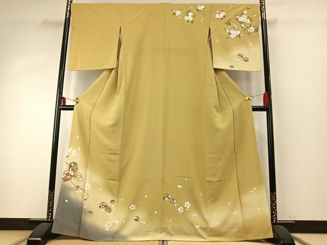 平和屋着物●訪問着　駒刺繍　貝桶花文　暈し染め　正絹　逸品　AABD8602fy