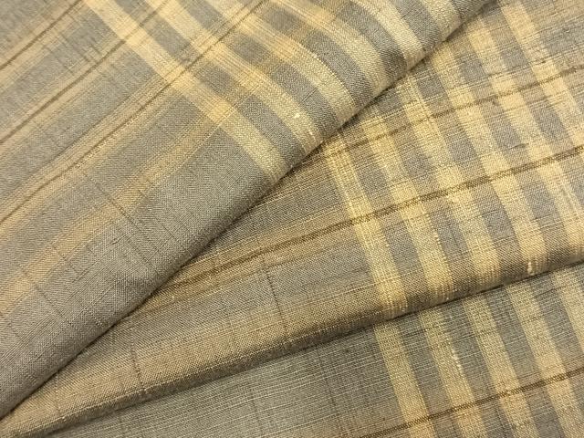 平和屋着物●上質な紬　格子　正絹　逸品　AABD8611fy