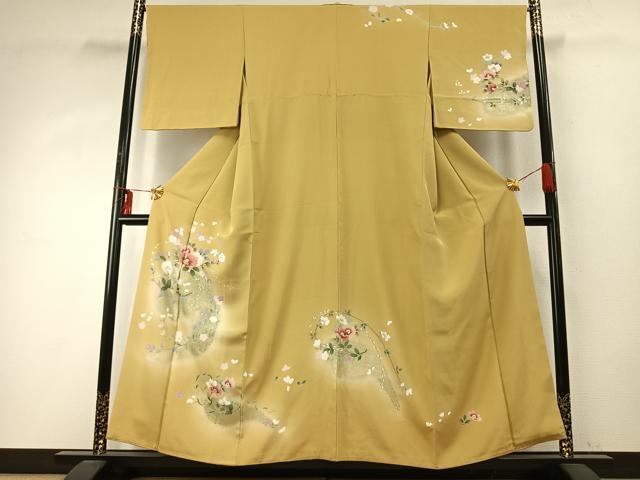 平和屋着物●訪問着　草花文　暈し染め　金彩　正絹　逸品　AABD8662fy