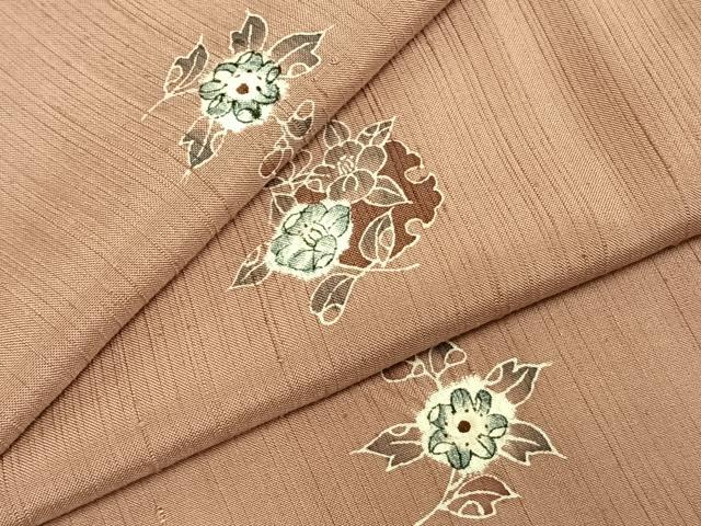 平和屋着物●上質な紬　絞り　草花文　正絹　逸品　AABD8666fy