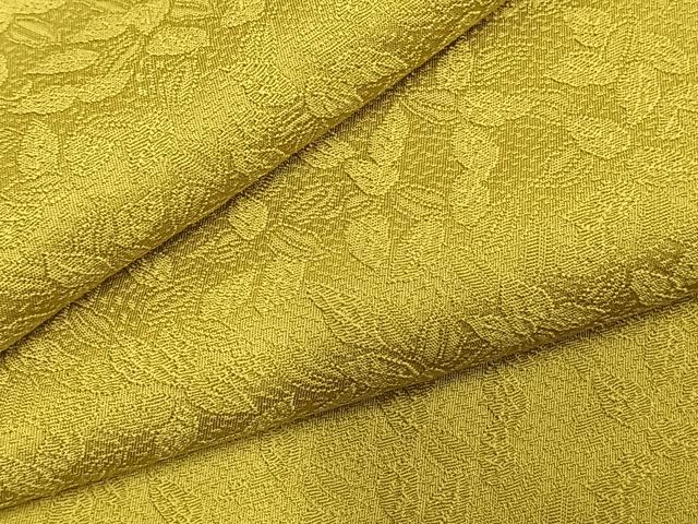 平和屋着物●上質な色無地　舞葉地紋　刈安色　正絹　逸品　未使用　AABD8684fy