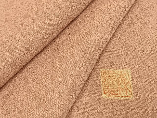 平和屋着物●森輝雅　色無地　散らし地紋　珊瑚色　正絹　逸品　AABD8705fy