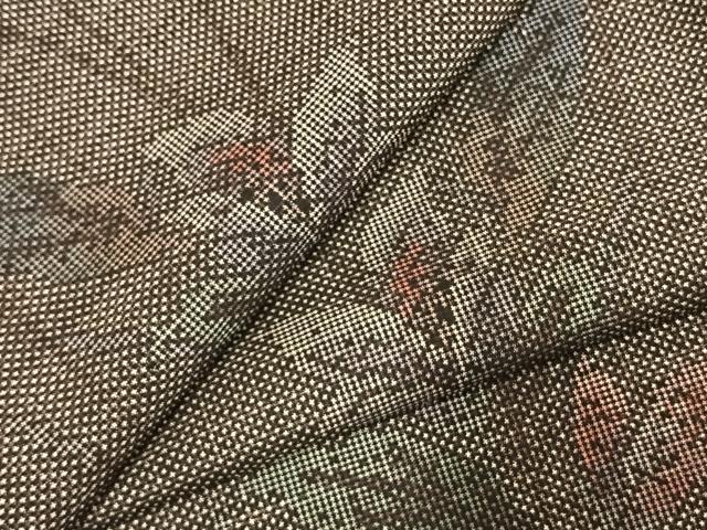 平和屋着物●本場大島紬　一元絣　草花文　正絹　逸品　AABD8711fy