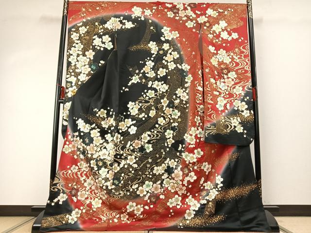 平和屋着物●豪華振袖　枝花文　金彩　正絹　逸品　AABD8717fy
