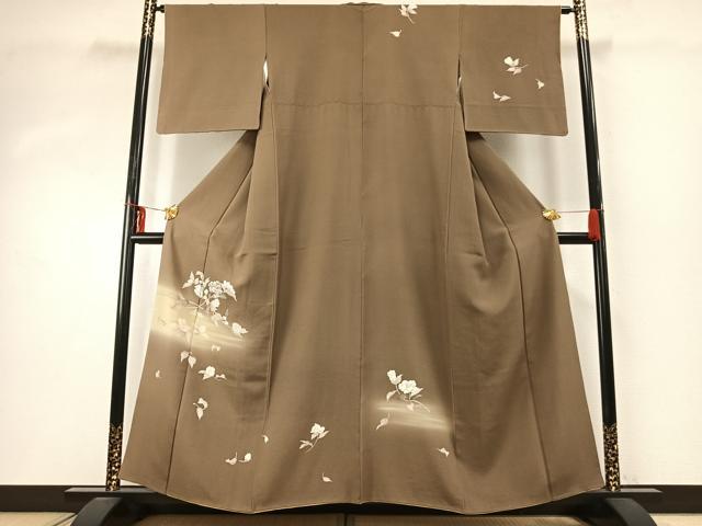 平和屋着物●訪問着　手描き　枝花文　暈し染め　正絹　逸品　AABD8718fy