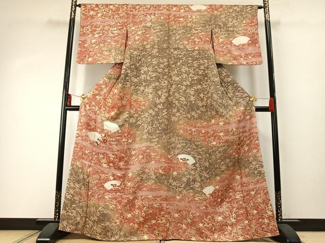 平和屋着物●訪問着　刺繍　地紙花文　金糸　金彩　正絹　逸品　AABD8719fy