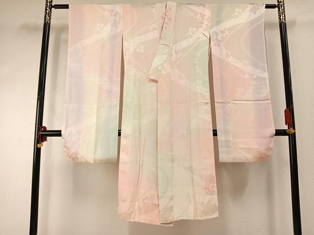 平和屋着物●振袖用長襦袢　無双仕立て　舞花文　半衿刺繍　正絹　逸品　AABD8744fy