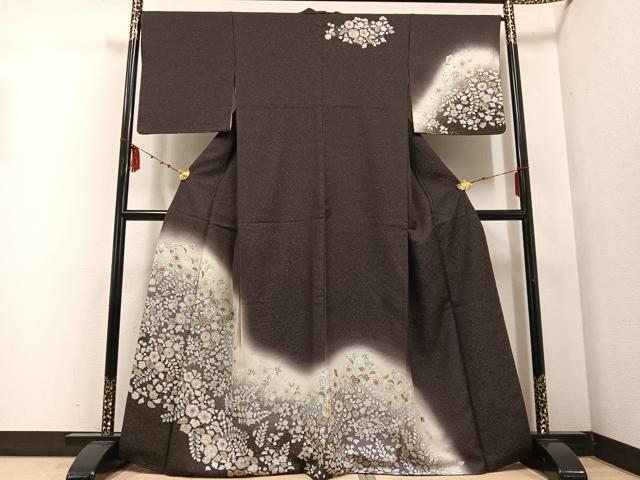 平和屋着物●訪問着　辻が花　暈し染め　銀通し地　正絹　逸品　AABD8815ph