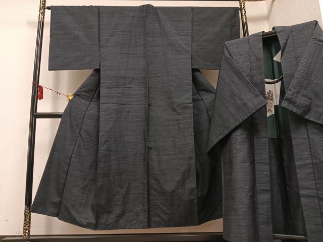 平和屋着物●男性　結城紬　アンサンブル　80亀甲　正絹　逸品　AABD8856ph