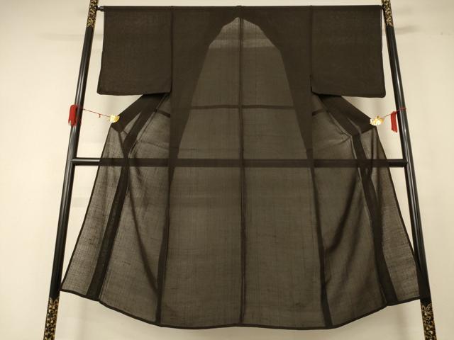 平和屋着物＊夏物　男性　色無地　紗　憲法黒茶色　正絹　逸品　AABD8896jd