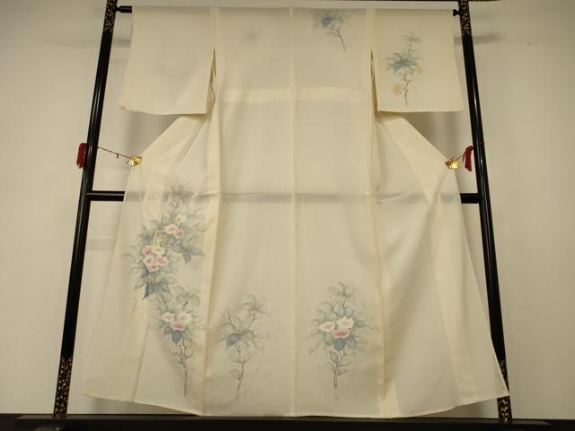 平和屋着物＊夏物　訪問着　絽　手描き　草花文　正絹　逸品　AABD8900jd