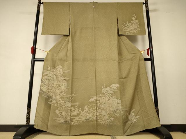 平和屋着物＊夏物　訪問着　絽　風景草花文　正絹　逸品　AABD8918jd