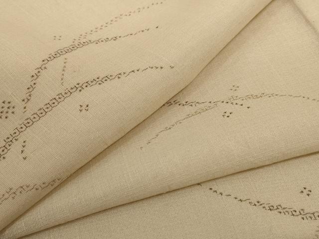 平和屋着物＊夏物　結城紬　夏結城　80亀甲　露芝紋　正絹　逸品　AABD8927jd