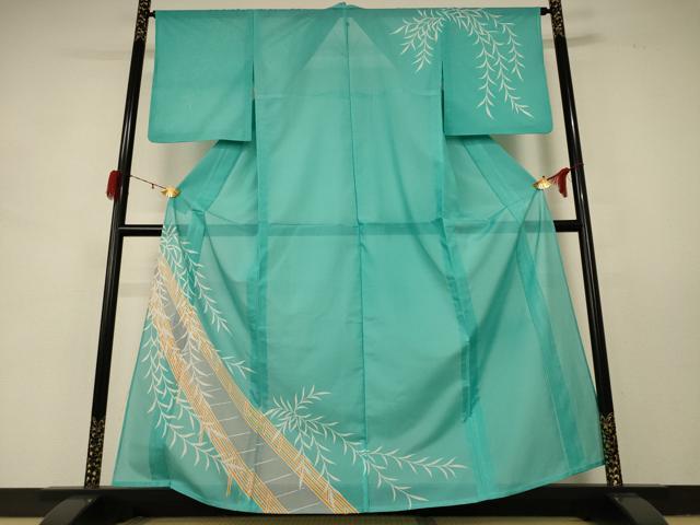 平和屋着物＊夏物　訪問着　絽　渡橋枝葉文　洗える着物　AABD8937jd