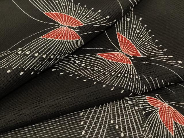 平和屋着物＊夏物　小紋　絽　舞蝶文　洗える着物　AABD8950jd