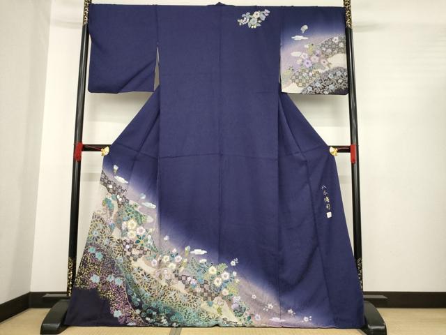 平和屋着物●八木博司　訪問着　辻が花　流水花文　暈し染め　金彩　正絹　逸品　AABD9350ck