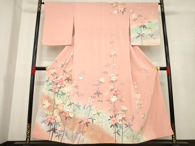 平和屋着物●訪問着　友禅　作家物　草花文　暈し染め　金銀彩　正絹　逸品　AABD9370ck