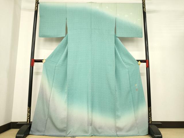 平和屋着物●染織界の匠　村松祥三　訪問着　お召地　彩?紙染　霞文　暈し染め　正絹　逸品　AABD9378ck