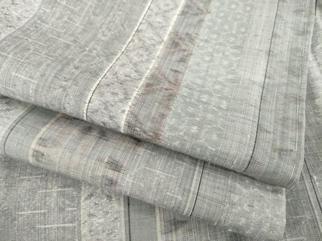 平和屋着物●小千谷紬　間道　正絹　逸品　未使用　AABD9384ck