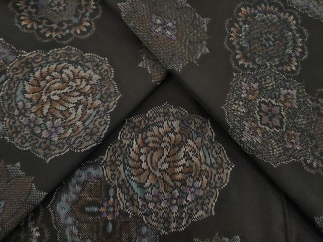 平和屋着物●上質な紬　花鳥文　正絹　逸品　AABD9385ck