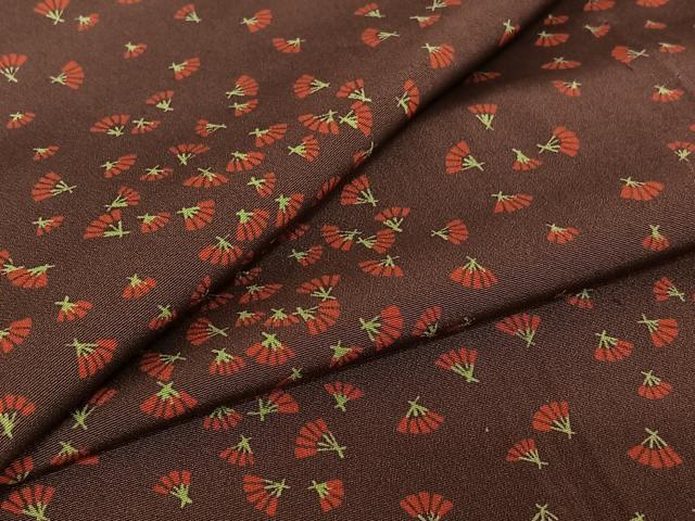 平和屋着物▽上質な小紋　単衣　舞扇文　正絹　逸品　AABD9451jh