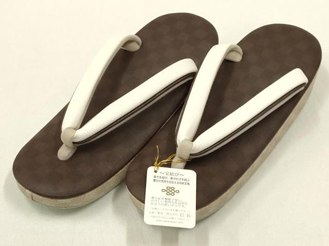 平和屋着物●IWASA　和装小物　和装草履　市松模様　Lサイズ　逸品　未使用　AABD9713ay