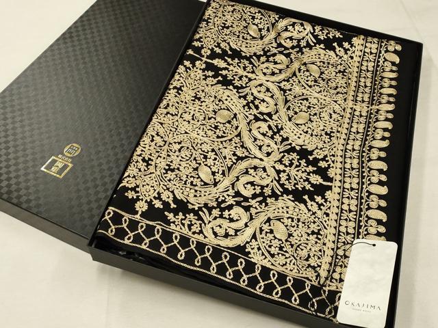 平和屋着物●和装小物　OKAJIMA　岡重謹製　ショール　ストール　インド刺繍　和装併用　防寒　レディース　逸品　AABD9795ay