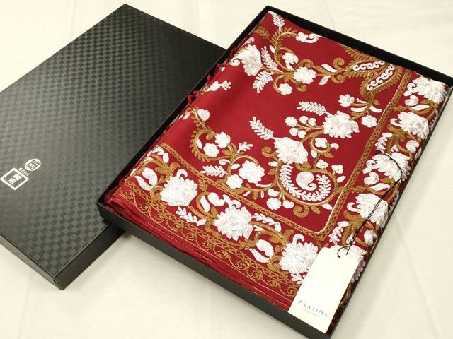 平和屋着物●和装小物　OKAJIMA　岡重謹製　ショール　ストール　インド刺繍　和装併用　防寒　レディース　逸品　AABD9797ay