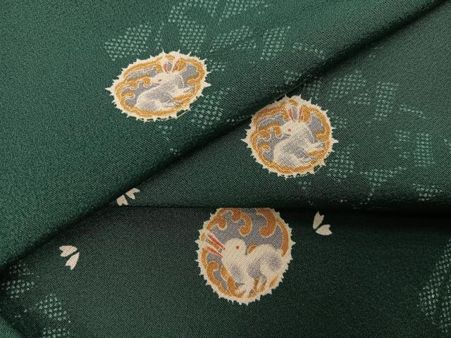 平和屋着物●上質な小紋　兎　うさぎ　正絹　逸品　AABD9808ph