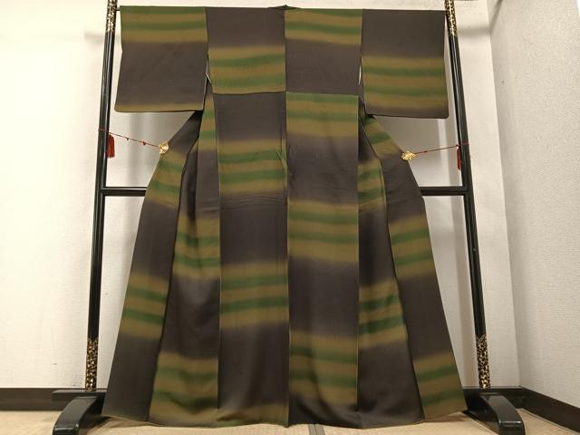 平和屋着物●上質な小紋　段違い文　暈し染め　正絹　逸品　AABD9833ph