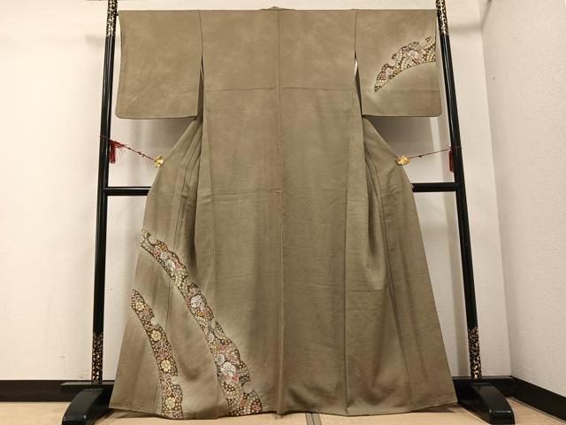 平和屋着物●訪問着　辻が花　雪輪文　暈し染め　丹後ちりめん　反端付き　正絹　逸品　AABD9879ph