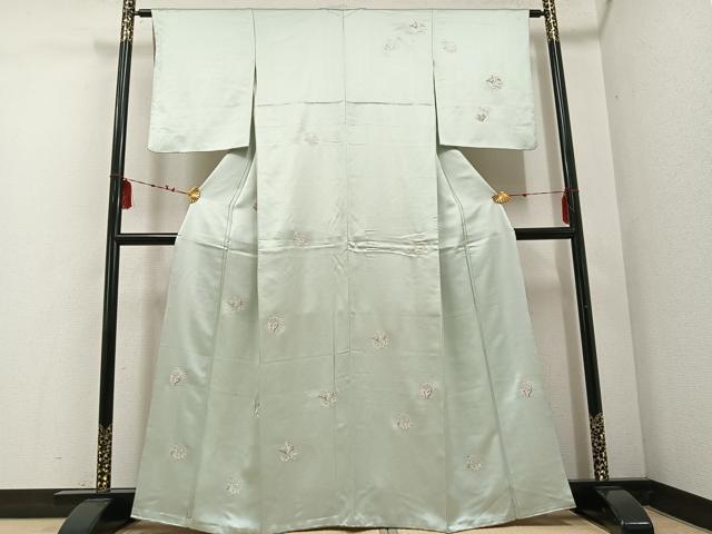 平和屋着物●訪問着　本草木染　花蝶丸文　丹後ちりめん　反端付き　正絹　逸品　AABD9880ph