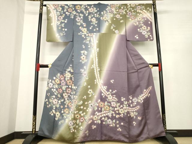 平和屋着物●訪問着　辻が花　絞り　暈し染め　正絹　逸品　AABD9884ck