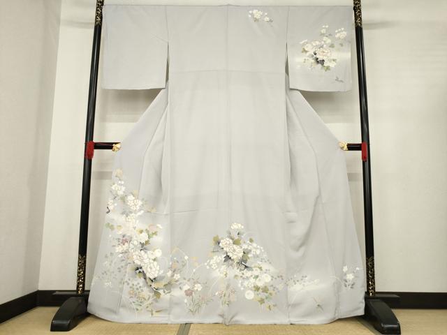 平和屋着物●訪問着　友禅　草花文　金彩　正絹　逸品　AABD9886ck