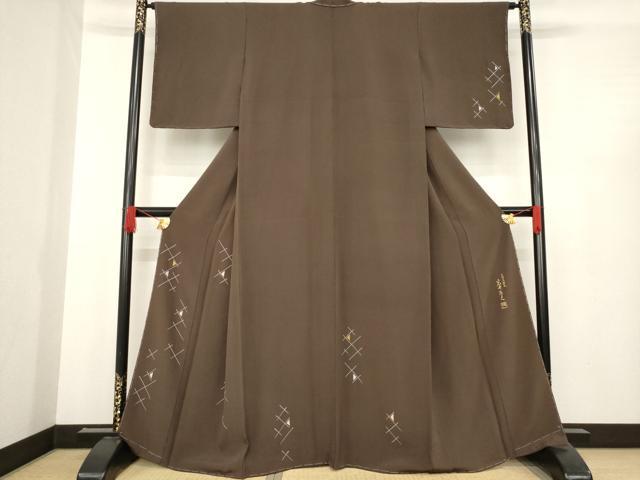 平和屋着物●日本舞踊家 岩井流宗元　岩井友見　訪問着　幾何学文様　金糸　正絹　逸品　未使用　AABD9889ck