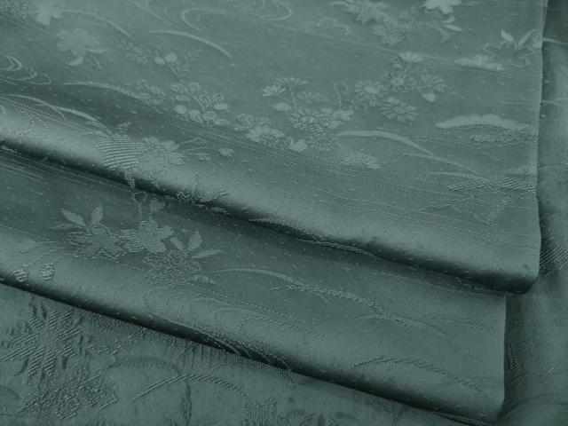 平和屋着物●上質な色無地　風景花籬鞘文　錆鉄御納戸色　正絹　逸品　AABD9893ck