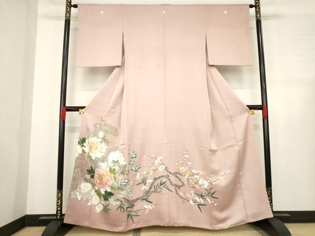 平和屋着物●創業460年・千總　色留袖　刺繍　花鳥文　金糸　金彩　正絹　逸品　AABD9932ck